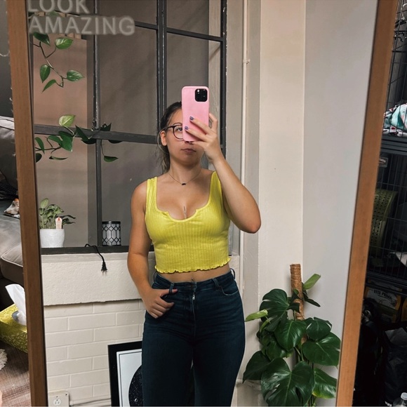 Tops | Yellow Ribbed Crop Top | Poshmark